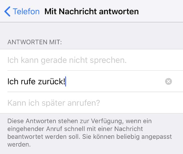 iPhone Anruf ablehnen und mit Nachricht antworten