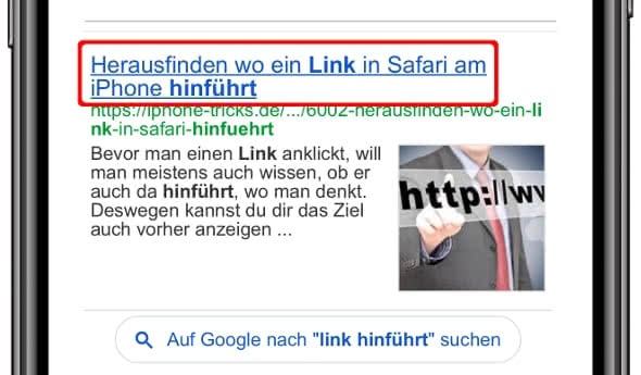 Herausfinden, wo ein Link in Safari am iPhone hinführt