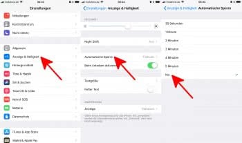 iPhone automatische Sperre ausschalten oder Zeitraum ändern!